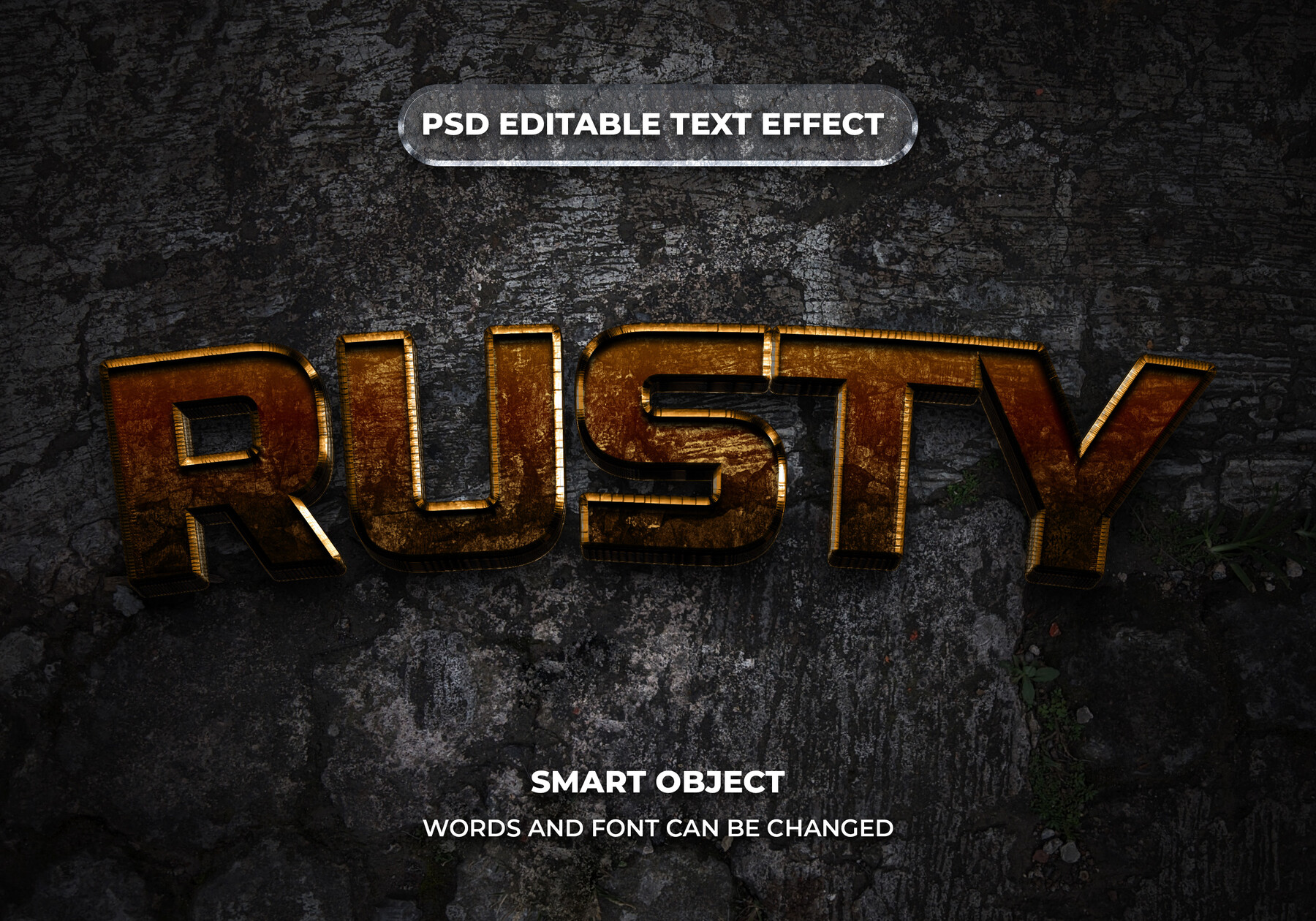 ArtStation - 3D Rusty PSD fully editable text effect. Layer style PSD ...