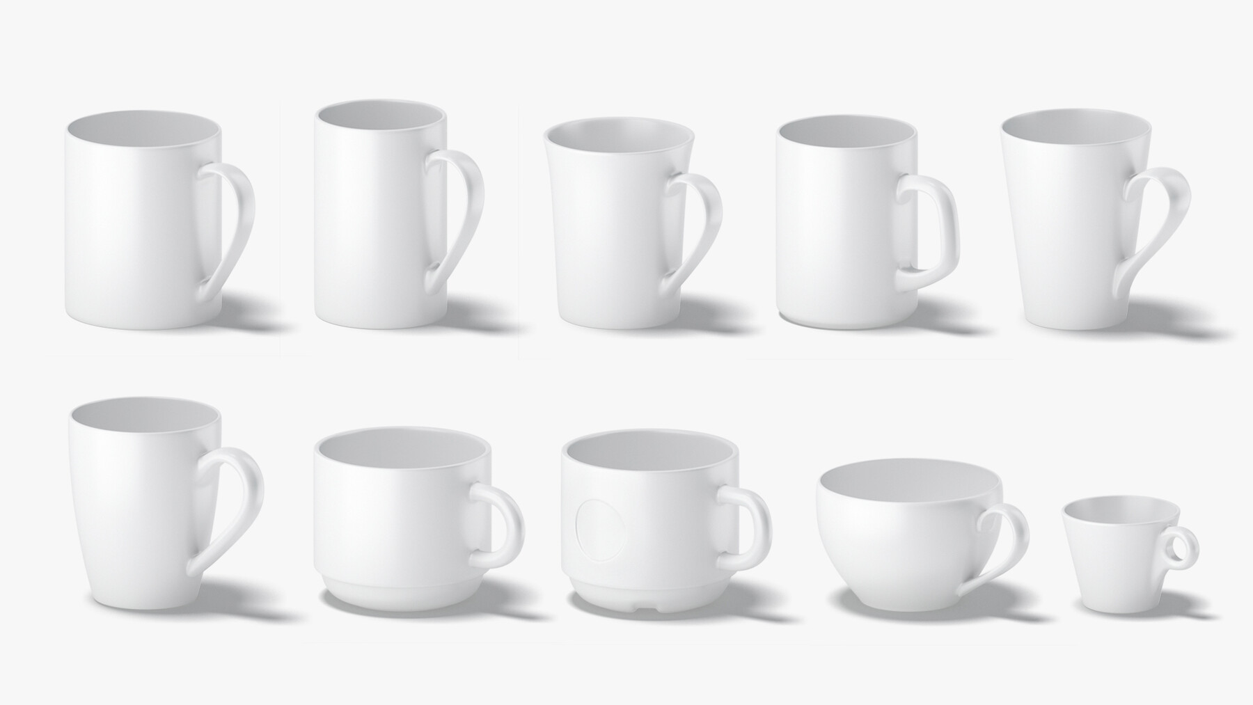 ArtStation - 10 Mugs Shapes - white ceramic cups with different forms ...