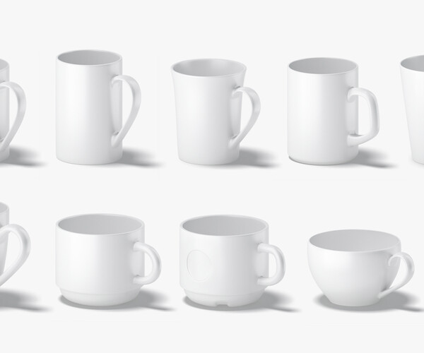 ArtStation - 10 Mugs Shapes - white ceramic cups with different forms ...