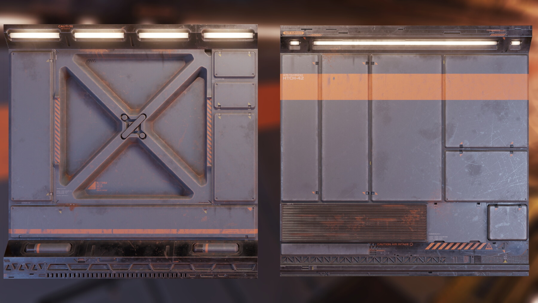 ArtStation - 4 Sci-fi corridor trim sheet textures - [Dark grey/Metal ...