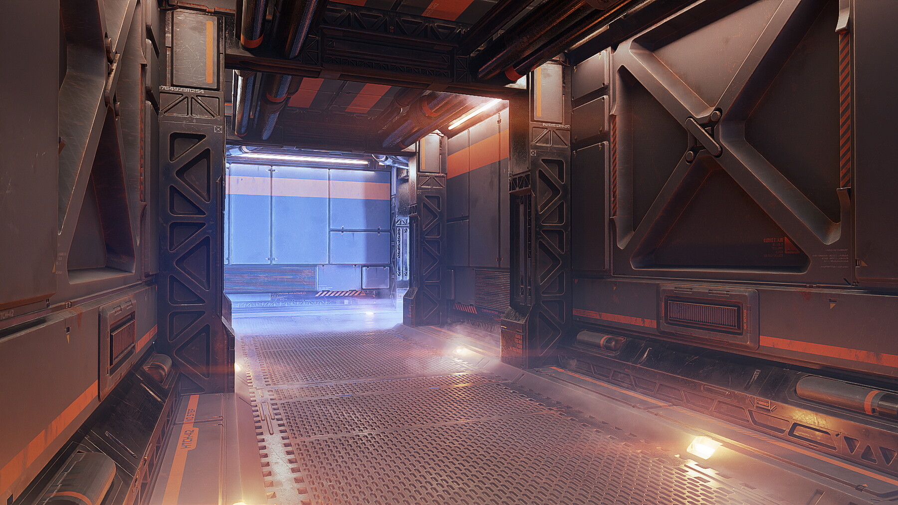 ArtStation - 4 Sci-fi corridor trim sheet textures - [Dark grey/Metal/Rust variant] - [4k PBR ...