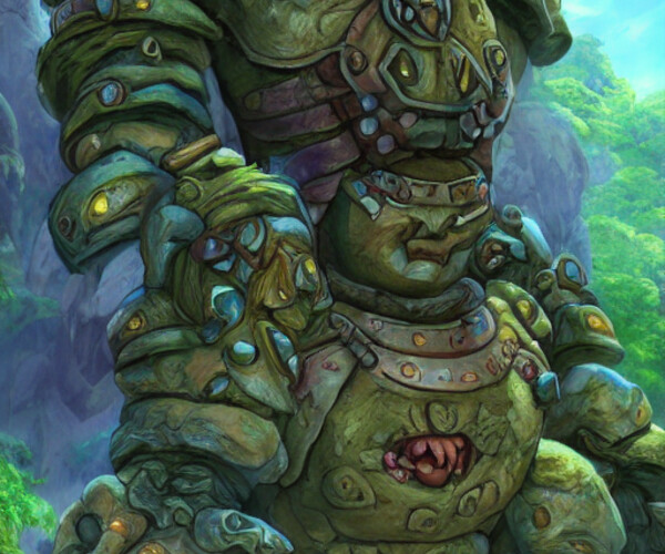 ArtStation - clay Golem natural enchanted forest | Artworks