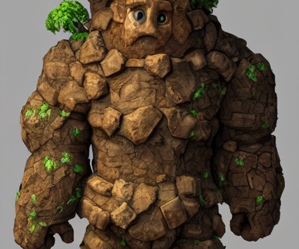 ArtStation - clay Golem natural enchanted forest | Artworks