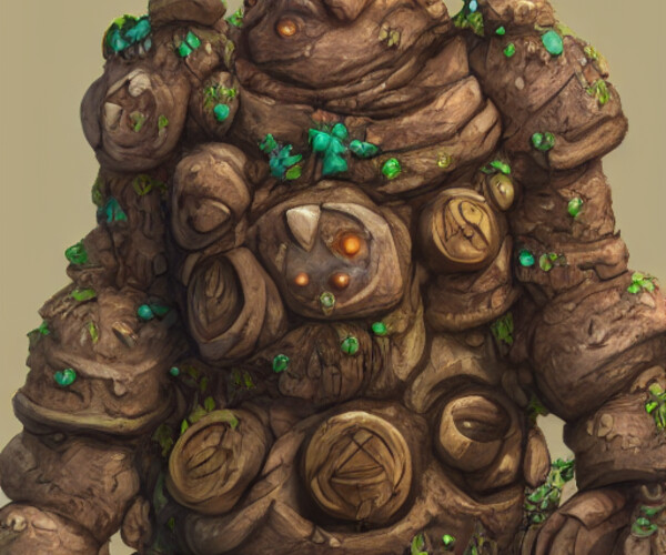 ArtStation - clay Golem natural enchanted forest | Artworks