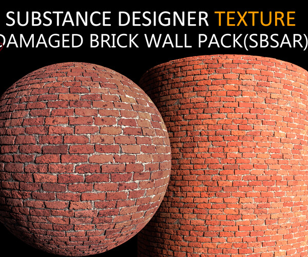 ArtStation - DAMAGED BRICK WALL (sbsar) | Resources