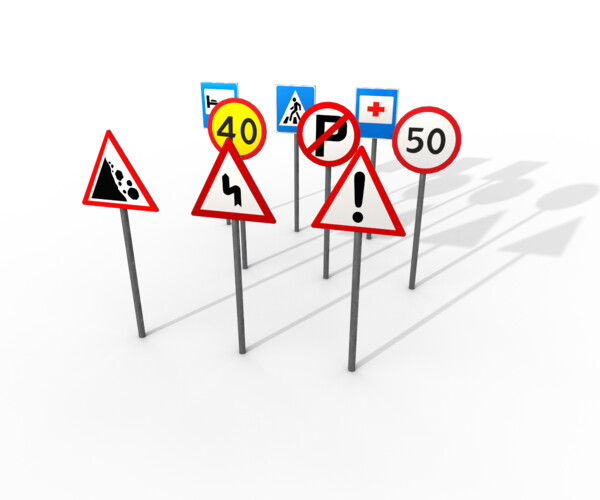 ArtStation - Road signs PBR Road signs PBR low-poly game ready ...