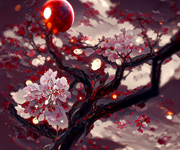 ArtStation - Blood moon and a tree #2 | Artworks