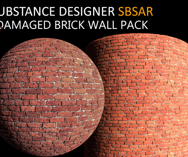 ArtStation - DAMAGED BRICK WALL (sbsar) | Resources