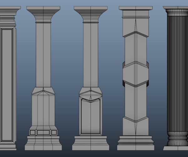 ArtStation - 20 Column Base Mesh ( with UV) | Resources