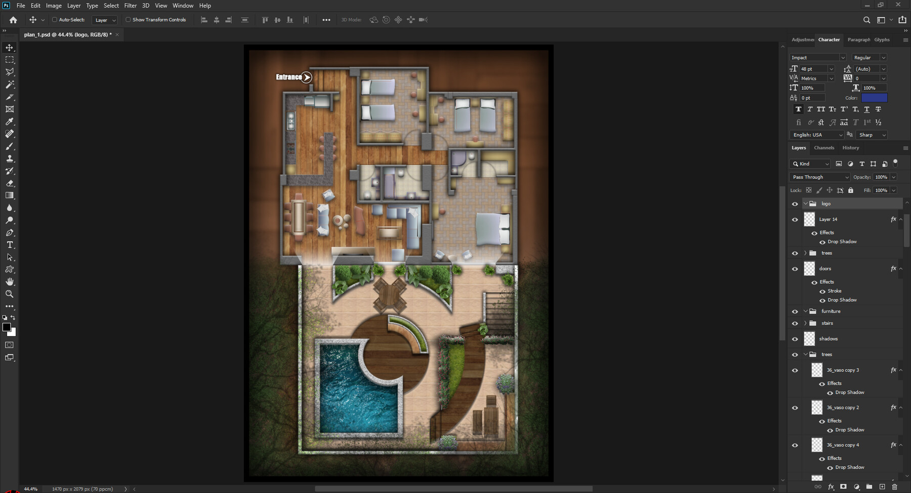 ArtStation - Photoshop Course Plan Rendering Exercise | Artworks