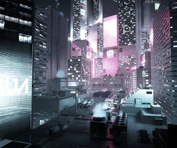 ArtStation - Futuristic Rooftop City Environment | Game Assets