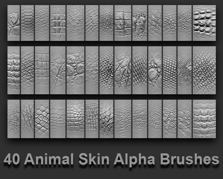 ArtStation - 40 Animal Skin Alpha and Brush | Brushes