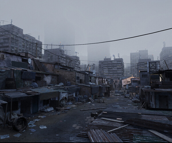 ArtStation - Future Slums Abandoned / Post-Apocalyptic District | Game ...