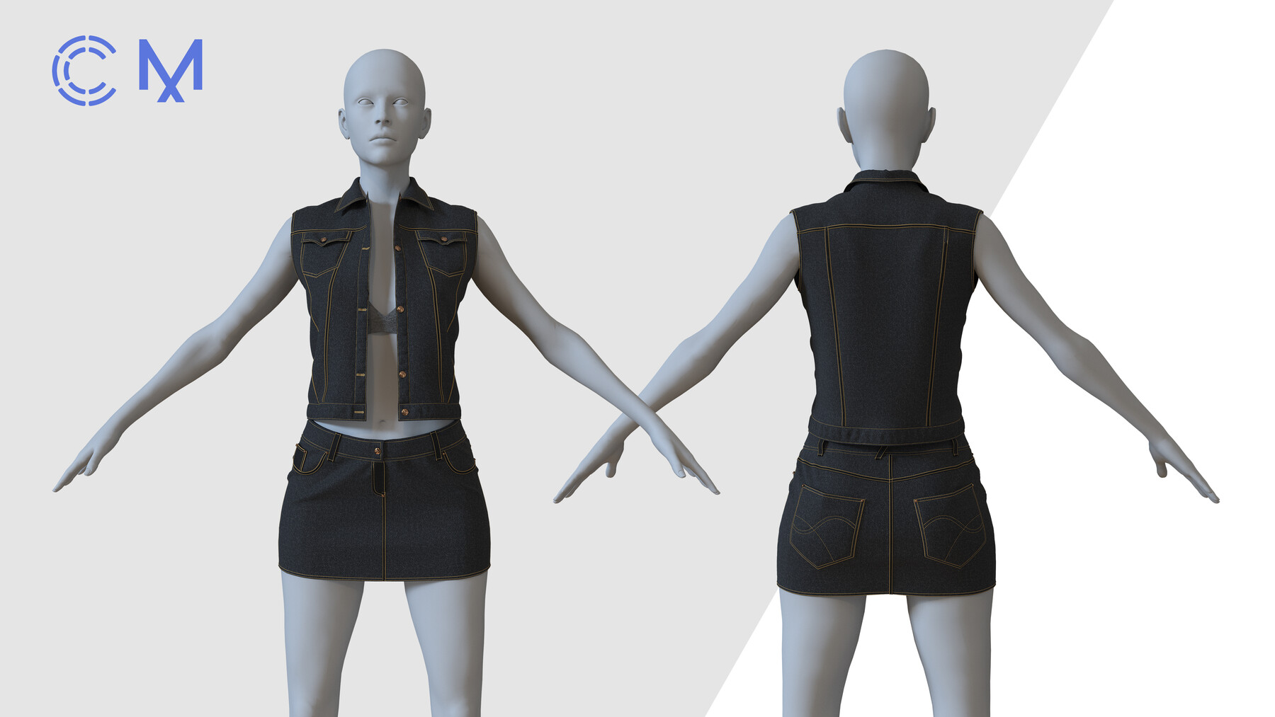 ArtStation - Female Denim Outfit | Marvelous Designer | CLO3D project ...