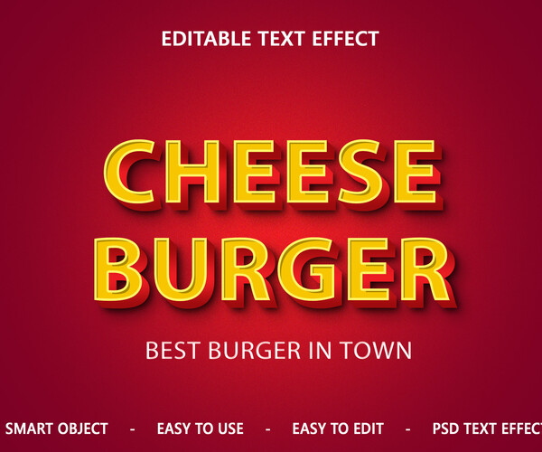 ArtStation - 3D Cheese burger PSD fully editable text effect. Layer ...
