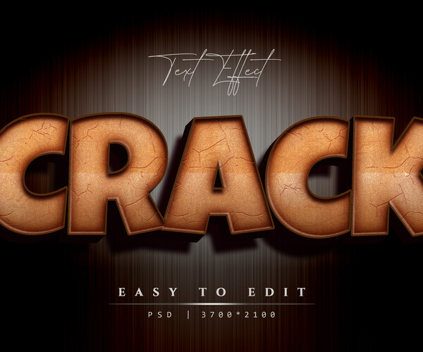 ArtStation - 3D Crack PSD fully editable text effect. Layer style PSD ...