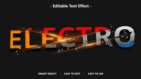 ArtStation - 3D Electro PSD fully editable text effect. Layer style PSD ...