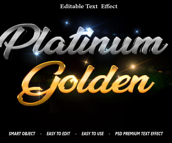ArtStation - 3D Platinum Golden PSD fully editable text effect. Layer ...