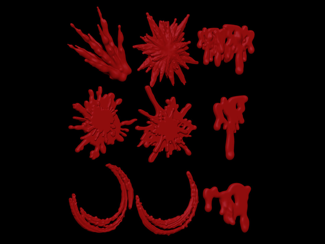 ArtStation - blood stains / splatter / drops stylized IMM brush and ...