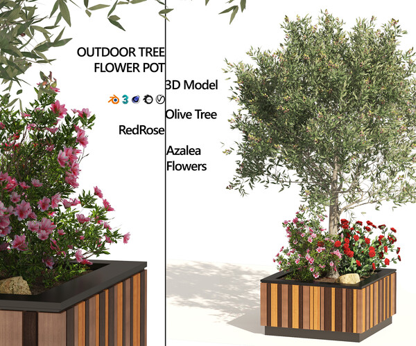 ArtStation - Outdoor tree flower wood pot | Resources