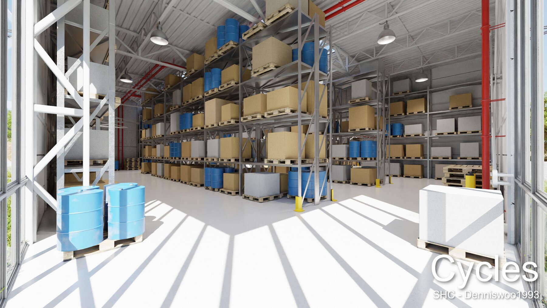ArtStation - Modern furnished warehouse with office for Blender Eevee ...