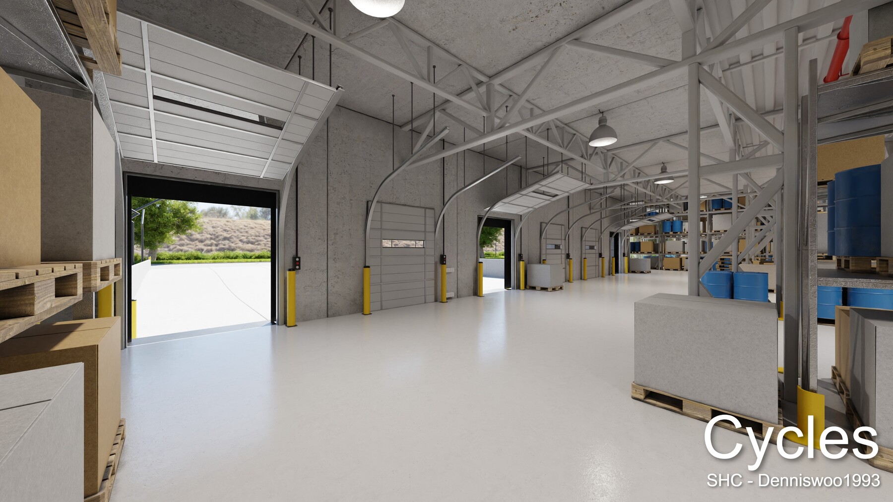 ArtStation - Modern furnished warehouse with office for Blender Eevee ...
