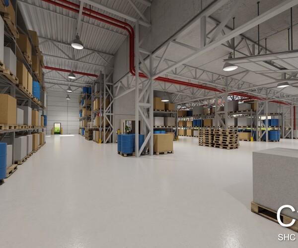ArtStation - Modern furnished warehouse with office for Blender Eevee ...