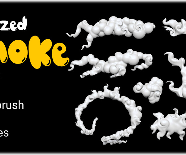 ArtStation - smoke / mist / clouds stylized pack2 IMM brush and .obj ...