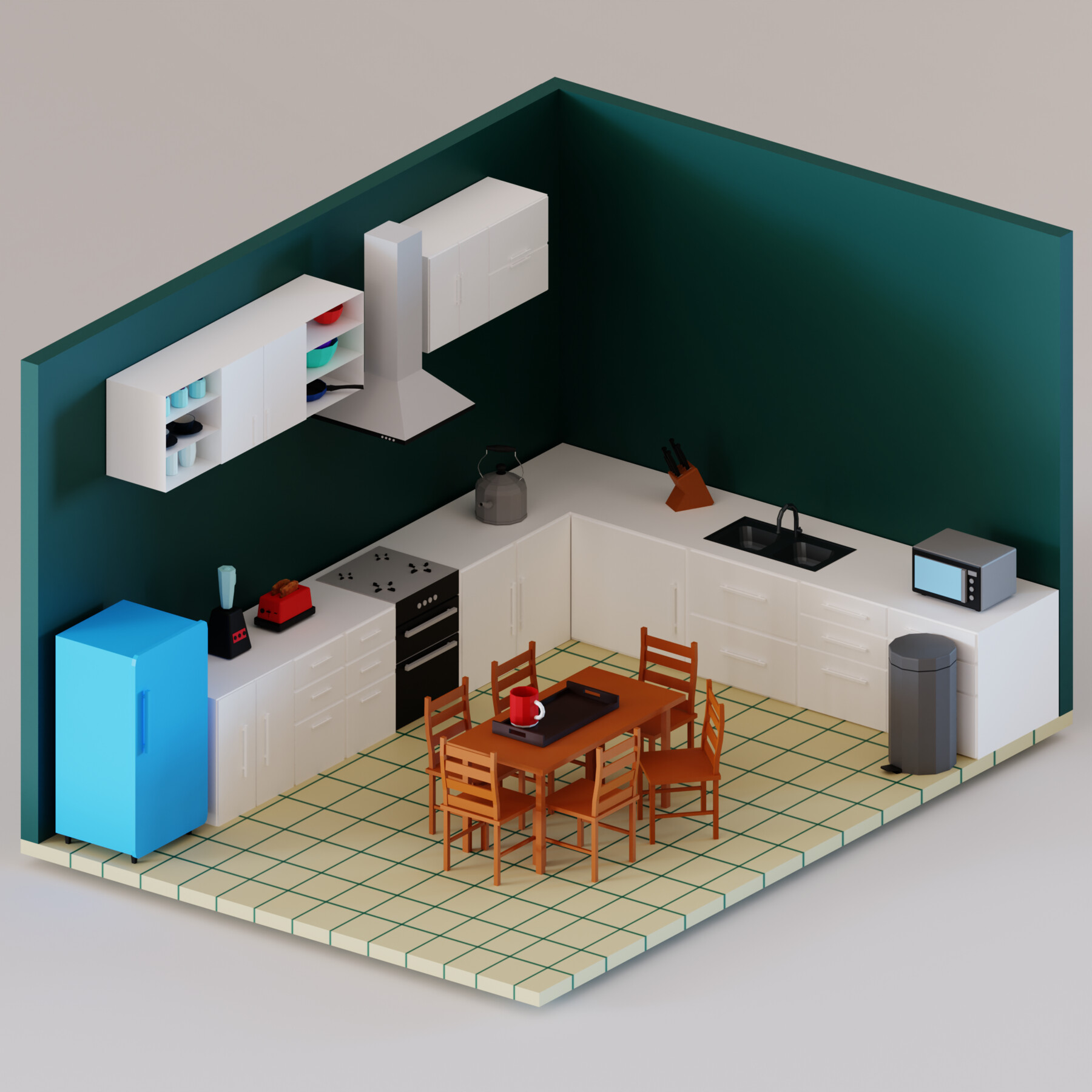 ArtStation - Low poly kitchen set | Game Assets