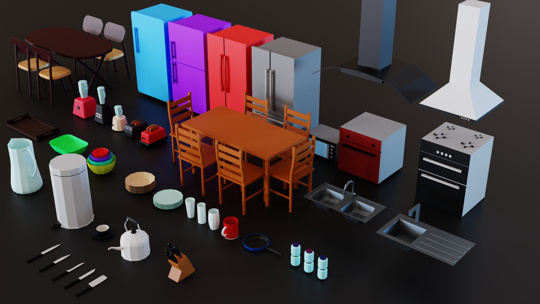 ArtStation - Low poly kitchen set | Game Assets