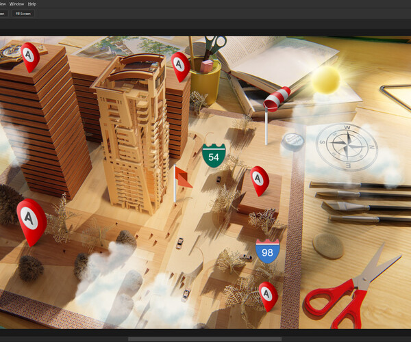 ArtStation - Architectural Composition - Wooden Model | Artworks