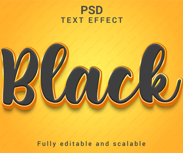 ArtStation - 3D Black PSD fully editable text effect. Layer style PSD ...
