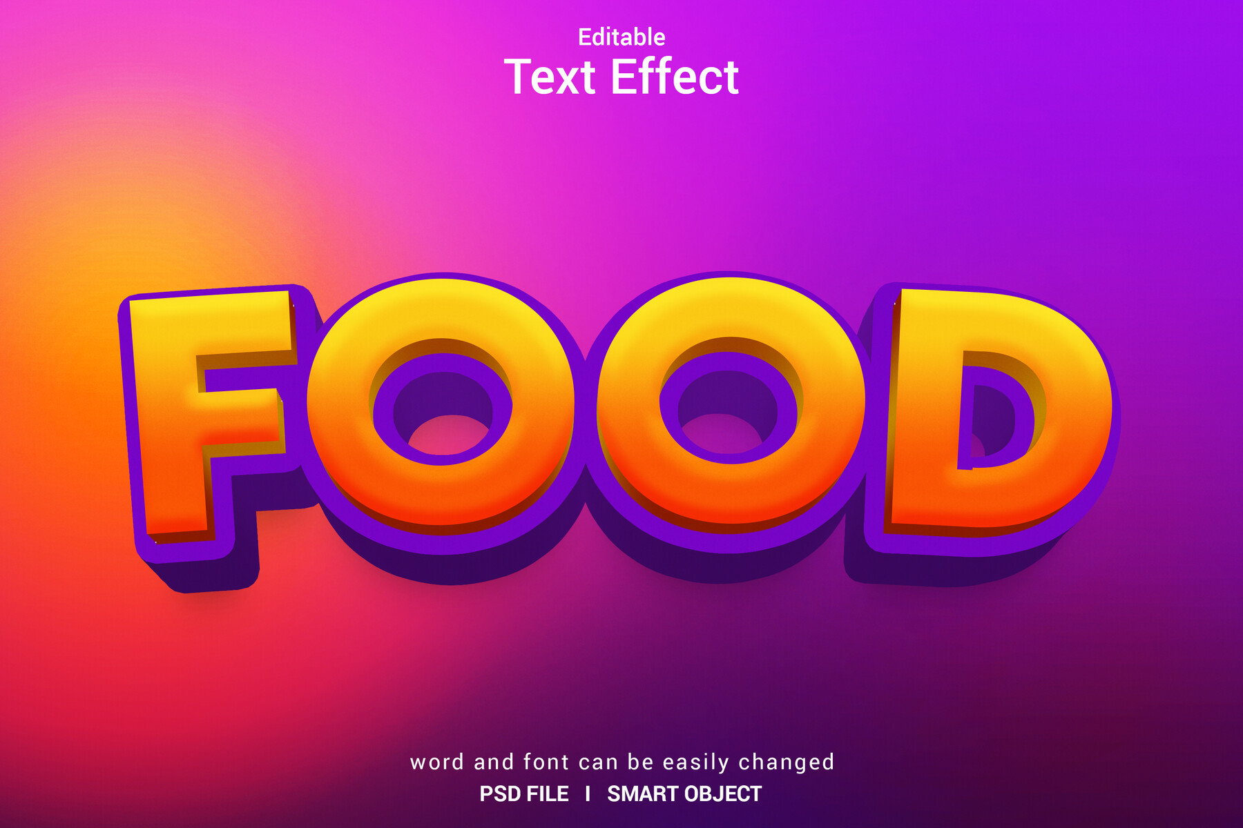 ArtStation - 3D Food PSD fully editable text effect. Layer style PSD ...
