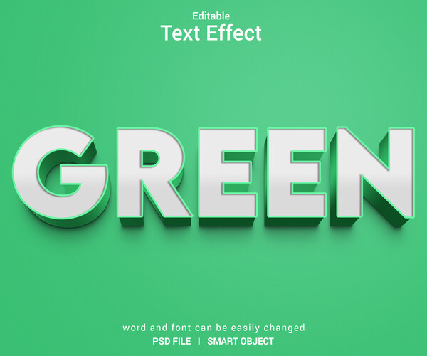 ArtStation - 3D Green PSD fully editable text effect. Layer style PSD ...