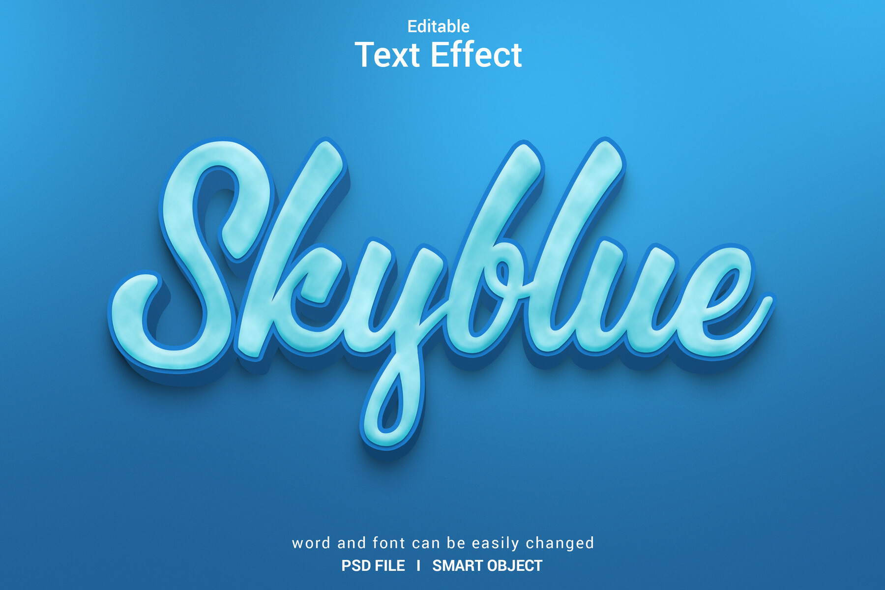 ArtStation - 3D Skyblue PSD fully editable text effect. Layer style PSD ...