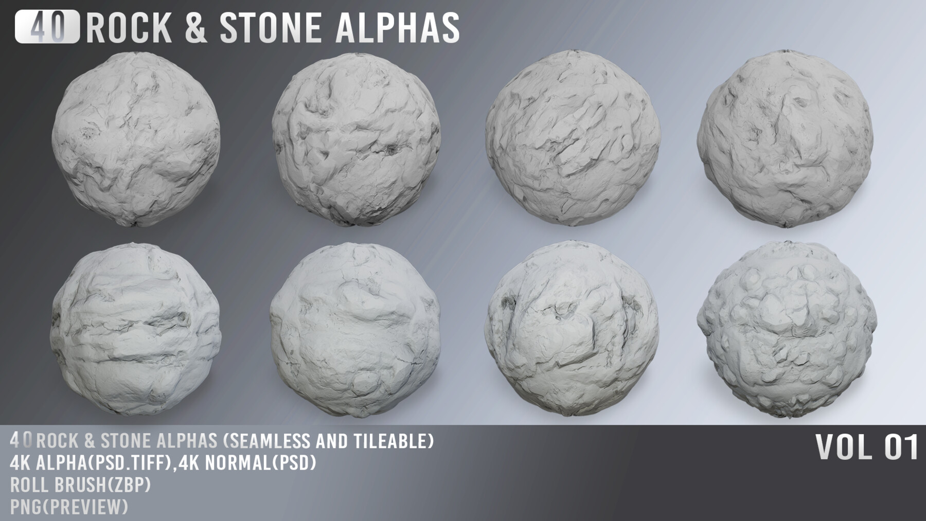 ArtStation - 40 ROCK & STONE ALPHAS | Brushes