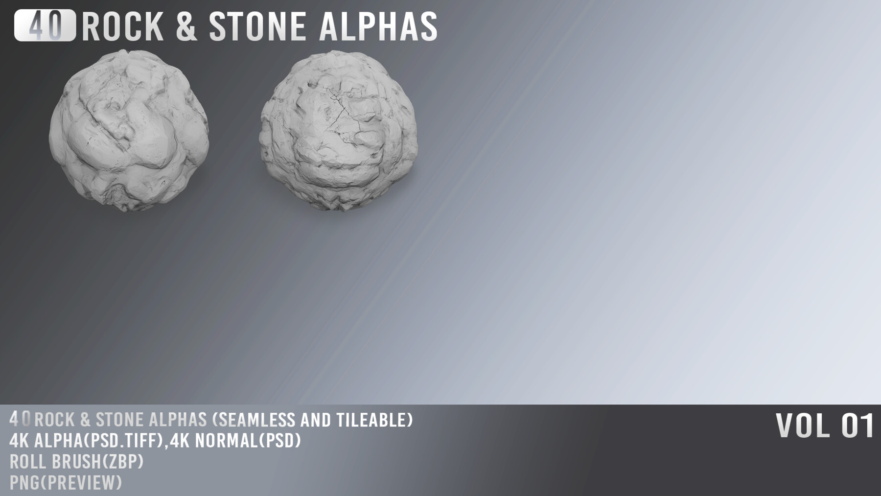 ArtStation - 40 ROCK & STONE ALPHAS | Brushes