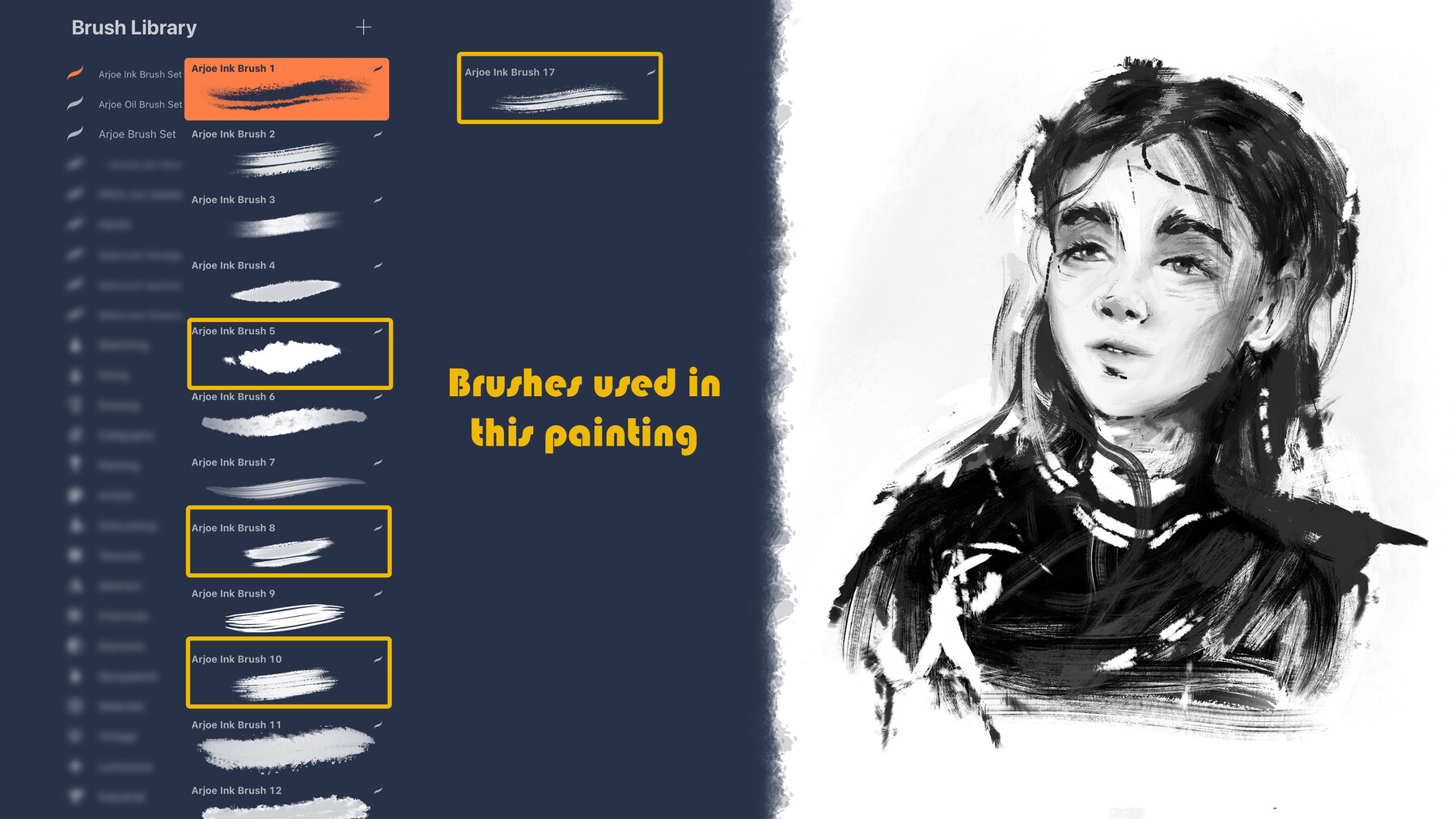 ArtStation - Arjoe Brush Set VOL. 3 INK brushes for PROCREATE | Brushes