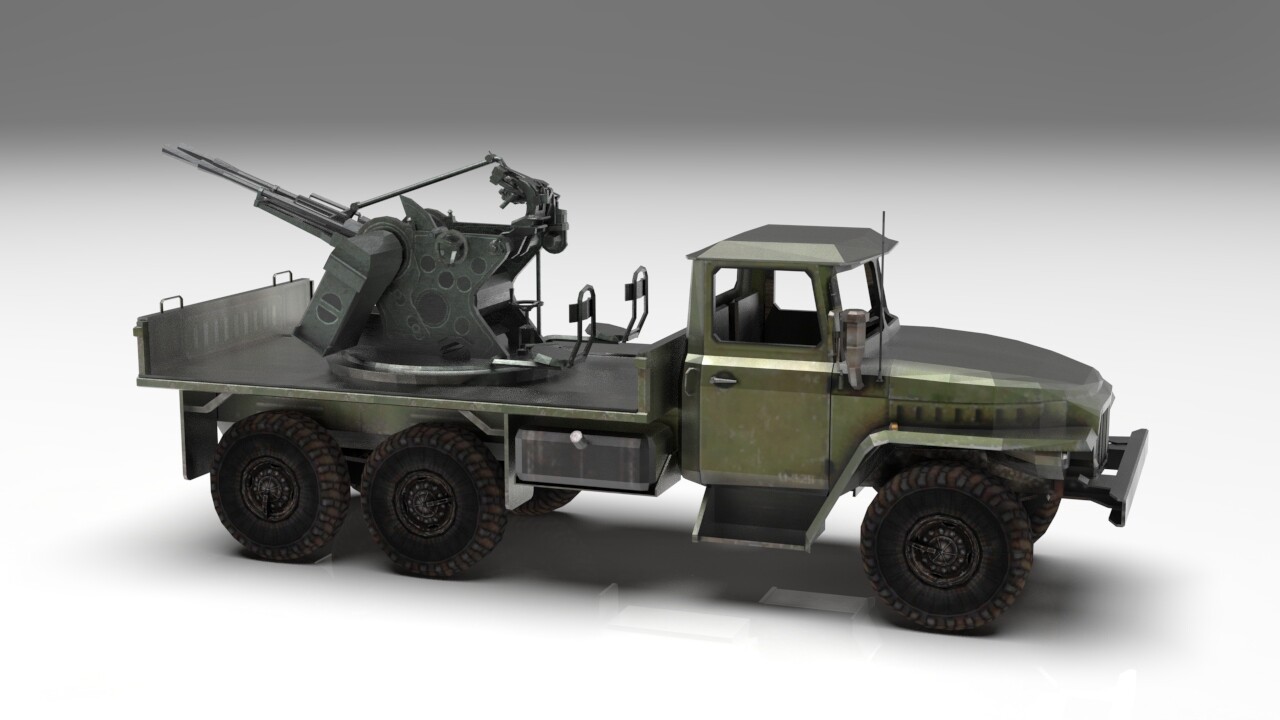 ArtStation - Truck Ural Rear Gun (ALL OBJECTS ARE DETACHABLE) | Game Assets