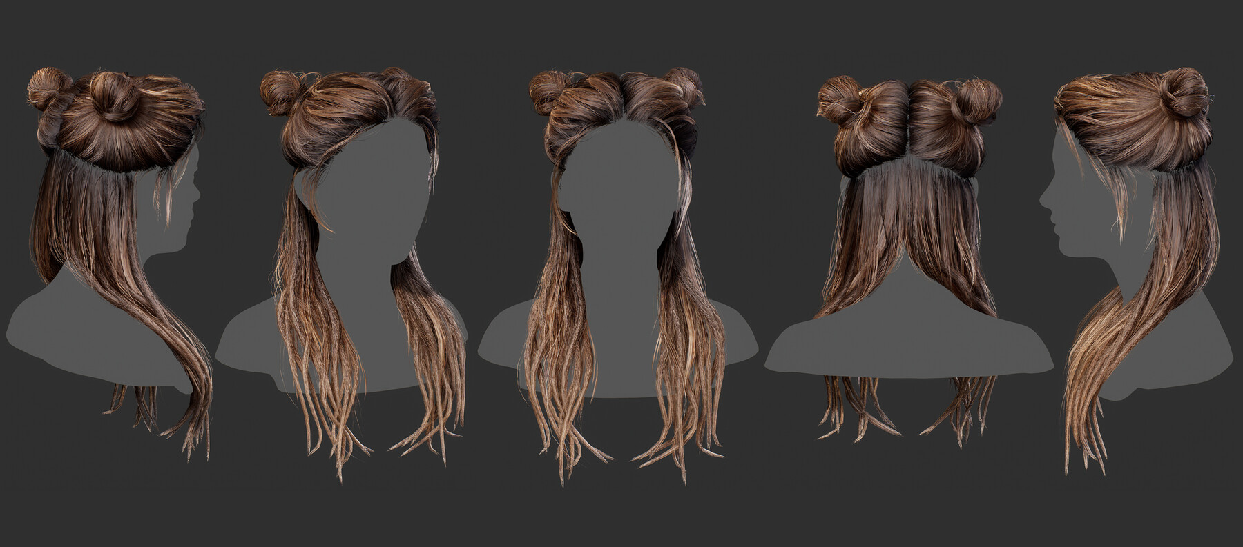 ArtStation - Realistic Hairstyle Pack Vol1 (5 pieces). Low-poly / Game ...