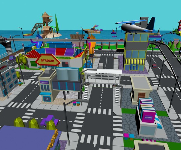 ArtStation - Low Poly City Town 3D model | Game Assets