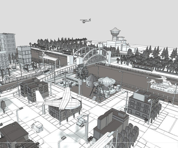 ArtStation - Low Poly City Town 3D model | Game Assets