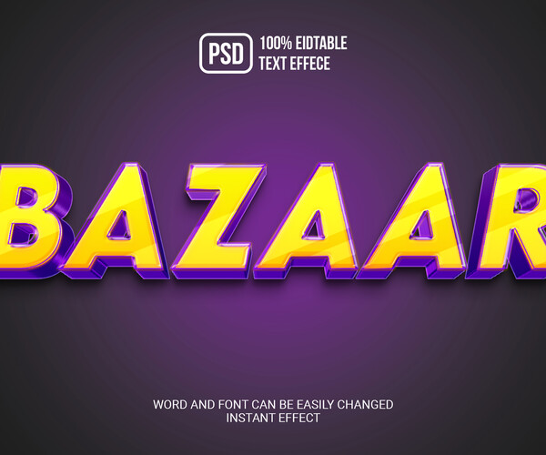 ArtStation - 3D Bazaar PSD fully editable text effect. Layer style PSD ...