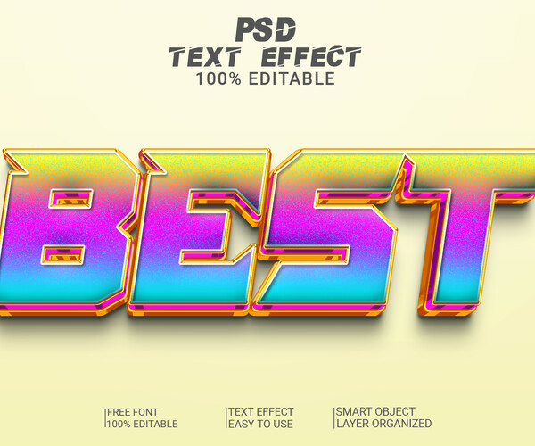 ArtStation - 3D Best PSD fully editable text effect. Layer style PSD ...