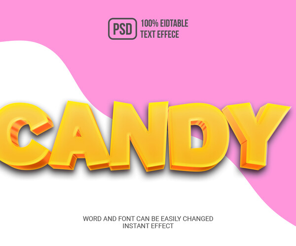 ArtStation - 3D Candy PSD fully editable text effect. Layer style PSD ...