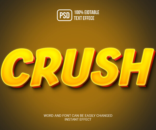 ArtStation - 3D Crush PSD fully editable text effect. Layer style PSD ...