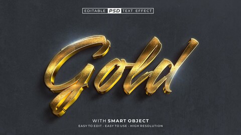 ArtStation - 3D Gold PSD fully editable text effect. Layer style PSD ...