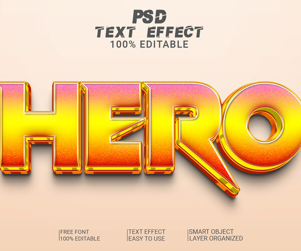 ArtStation - 3D Hero PSD fully editable text effect. Layer style PSD ...