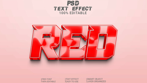 ArtStation - 3D Red PSD fully editable text effect. Layer style PSD ...