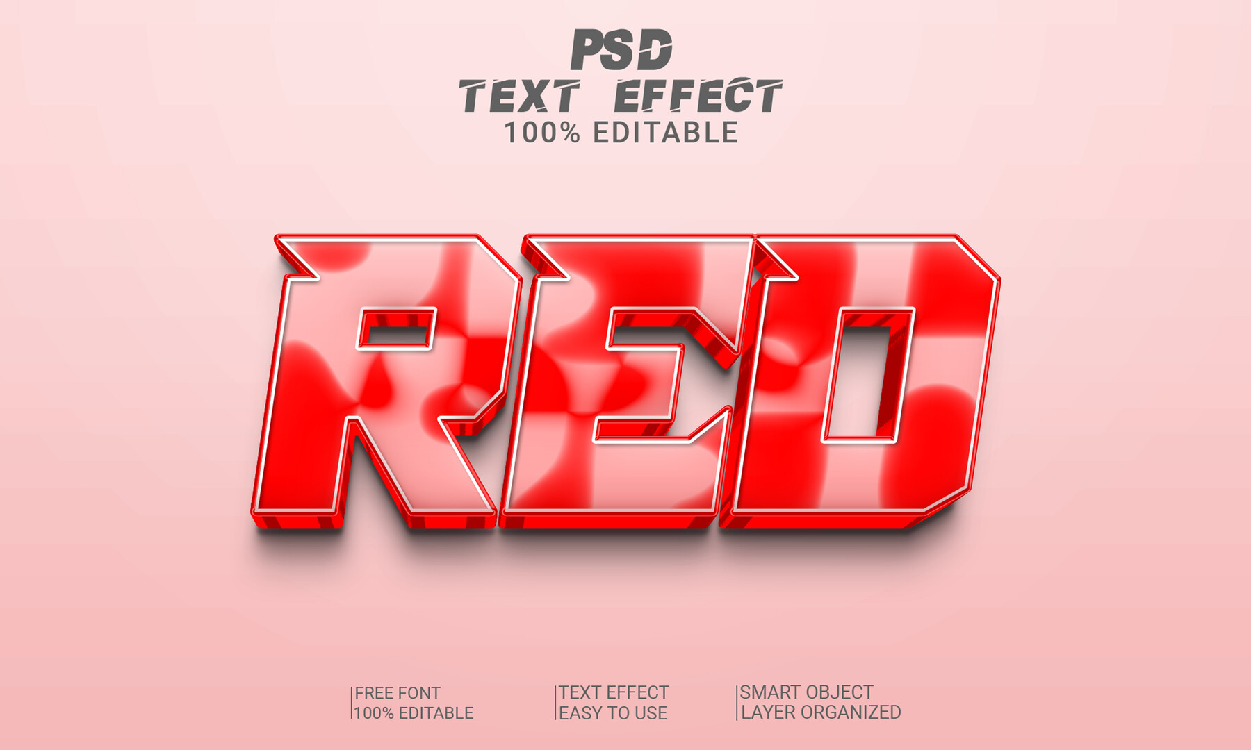 ArtStation - 3D Red PSD fully editable text effect. Layer style PSD ...